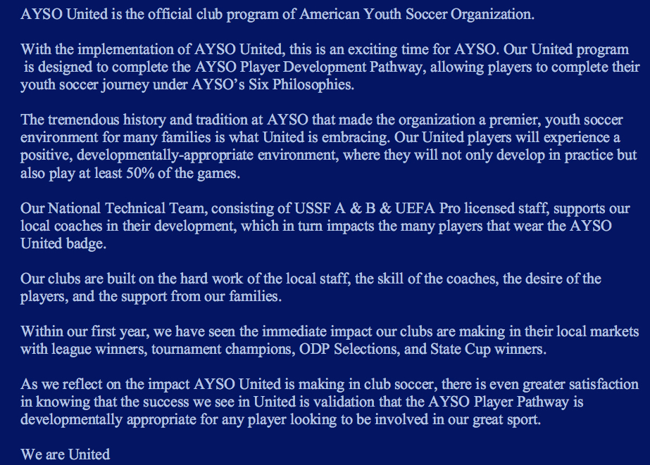 What is AYSO United?